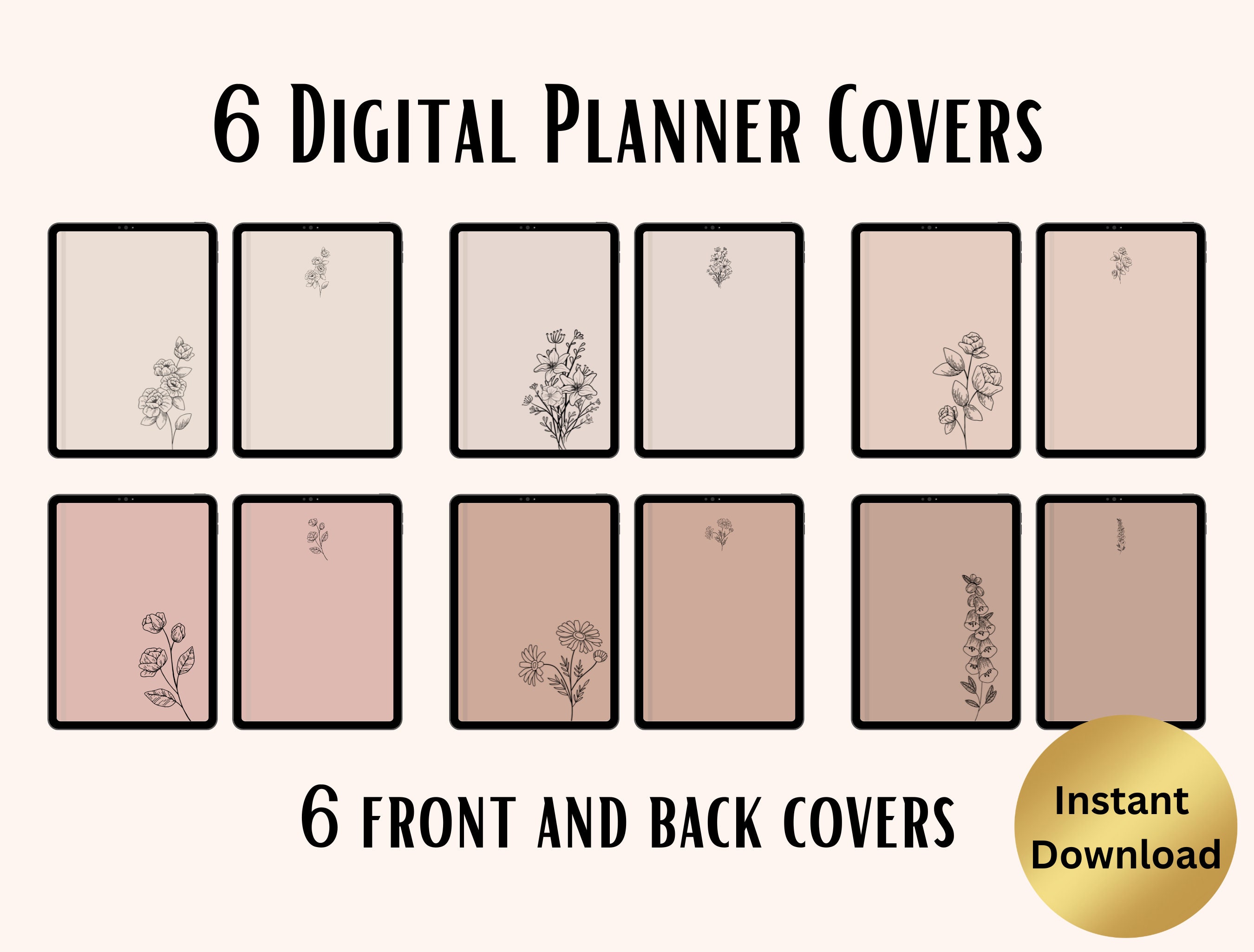 Floral Pink Digital Planner Covers PNG, Minimalist Aesthetic Goodnotes ...