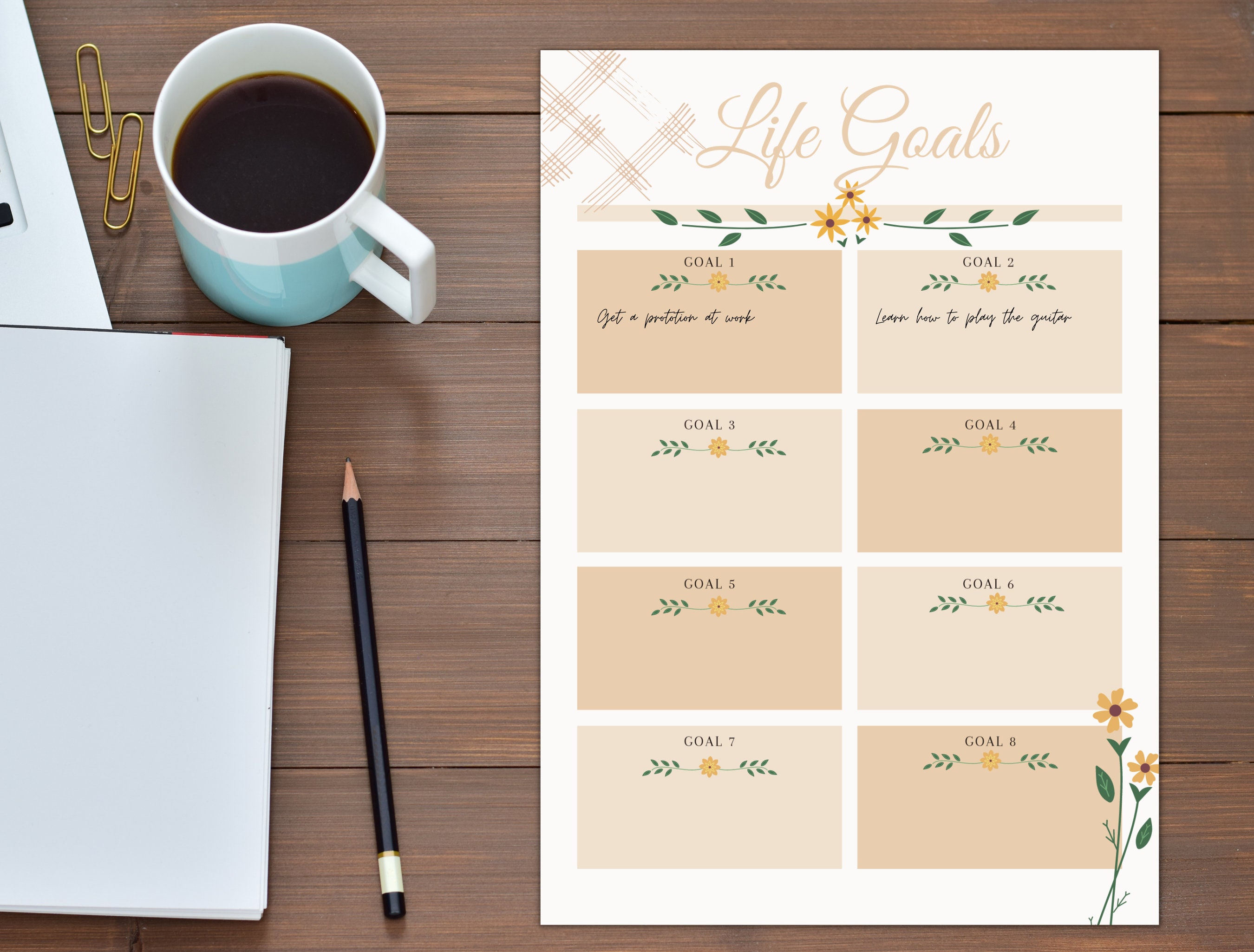 Life Goals Printable Sheet - Etsy