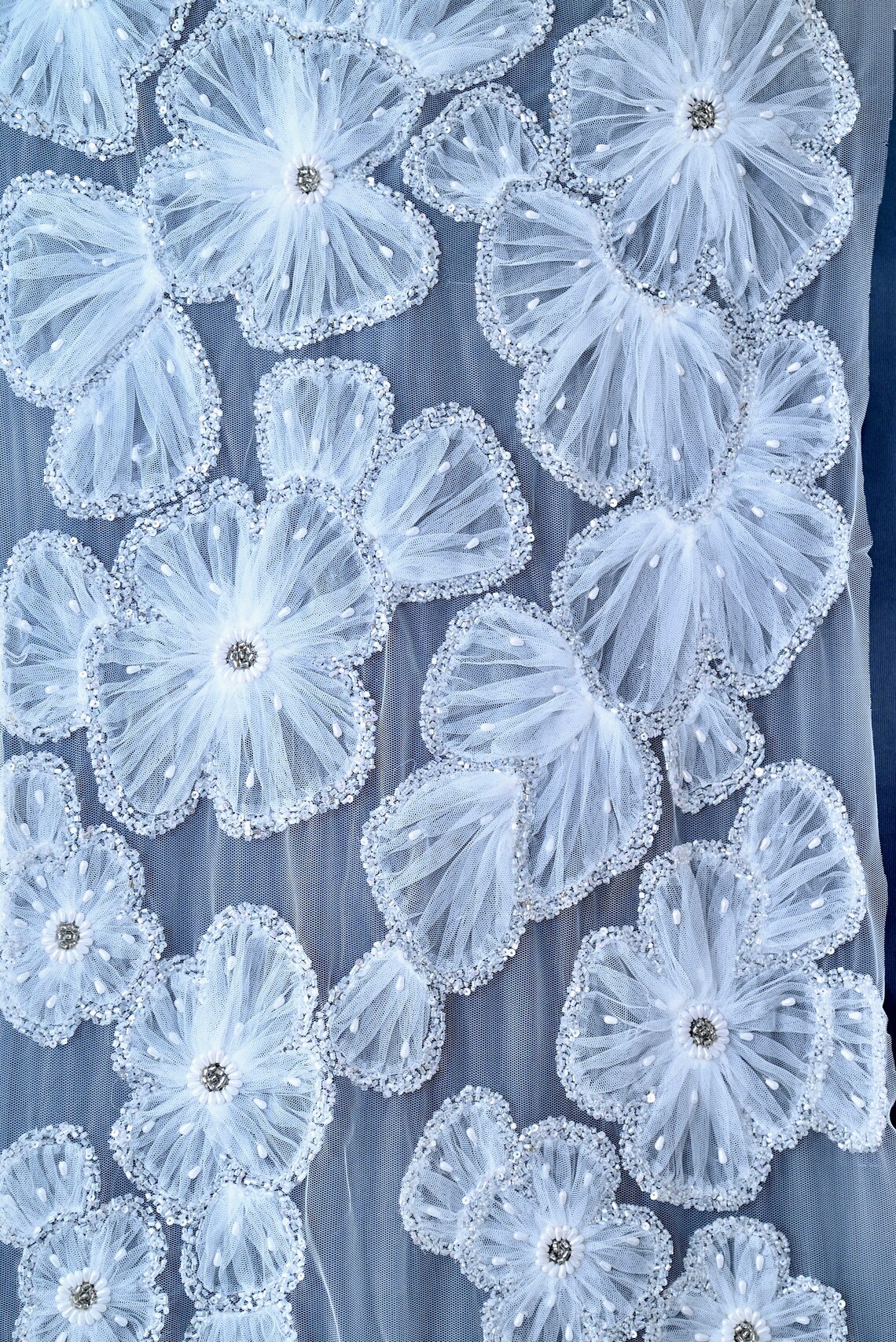 Elie Saab Dress Fabric, Hand Embroidery With Flower Applique and Beaded ...