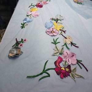 Monique Lhullier 2023 RTW Collection Sky Blue Sequin Embroidery Fabric ...