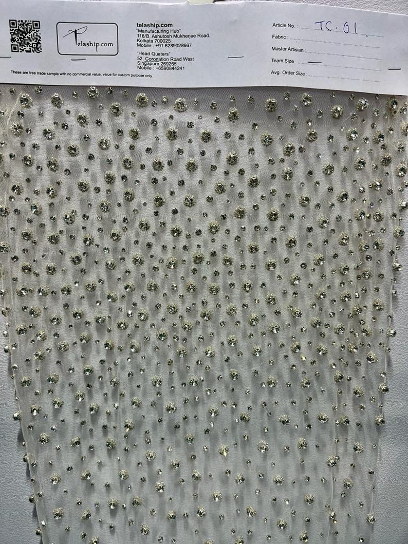 Elegant Luxe Fabric With Rhinestone Crystals Stones for Special ...