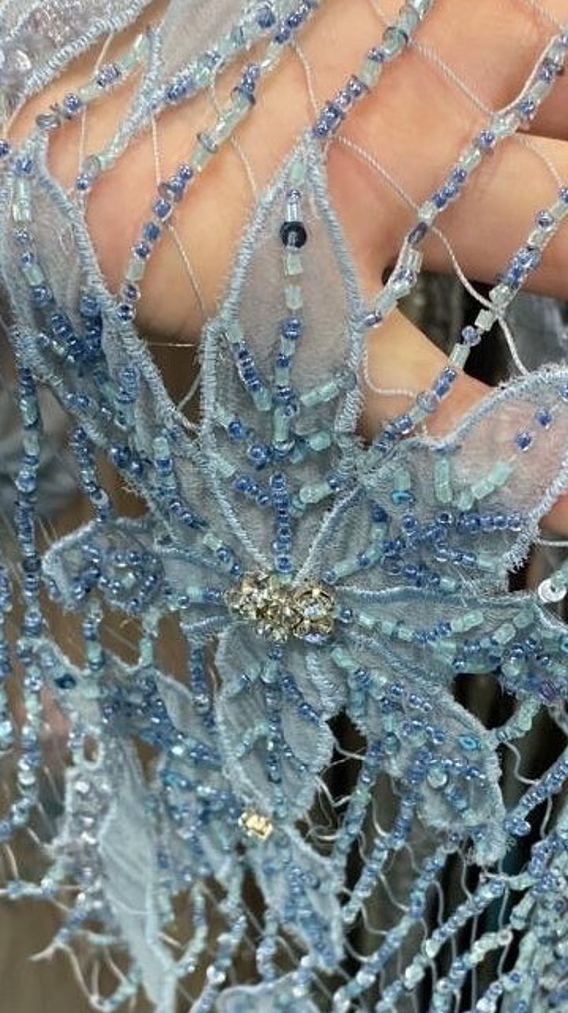 5 Meters of Oscar De La Renta Inspo Hand Beaded Couture Evening Gown ...