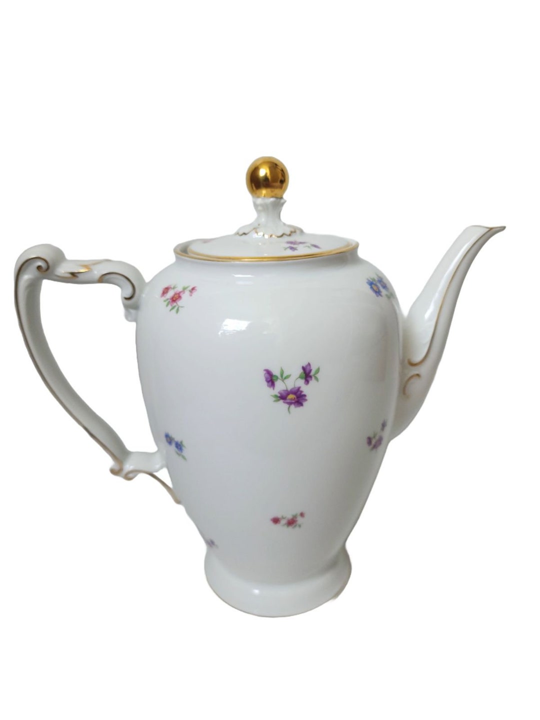 Vtg Heinrich H&co Selb Bavaria Christine Coffee Pot With Lid Floral ...