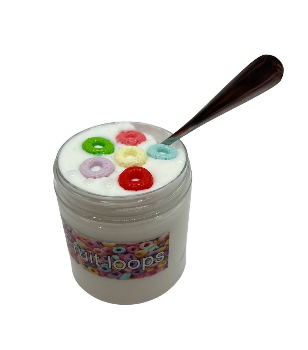 Fruit Loops Milk Cereal Scented Fluffy White Slime With Spoon - Etsy