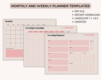 Landscape Monthly Planner Template - Etsy