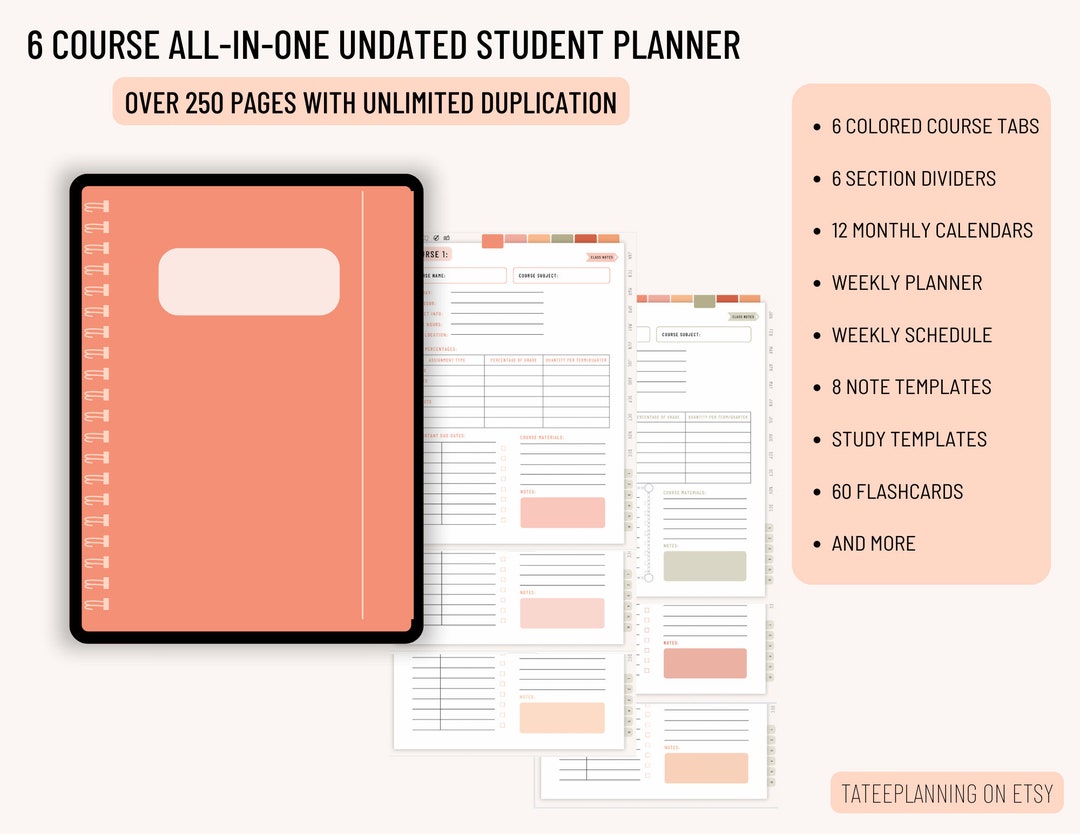 Student Planner for iPad | All-in-one Academic Notebook | Hyperlinked ...
