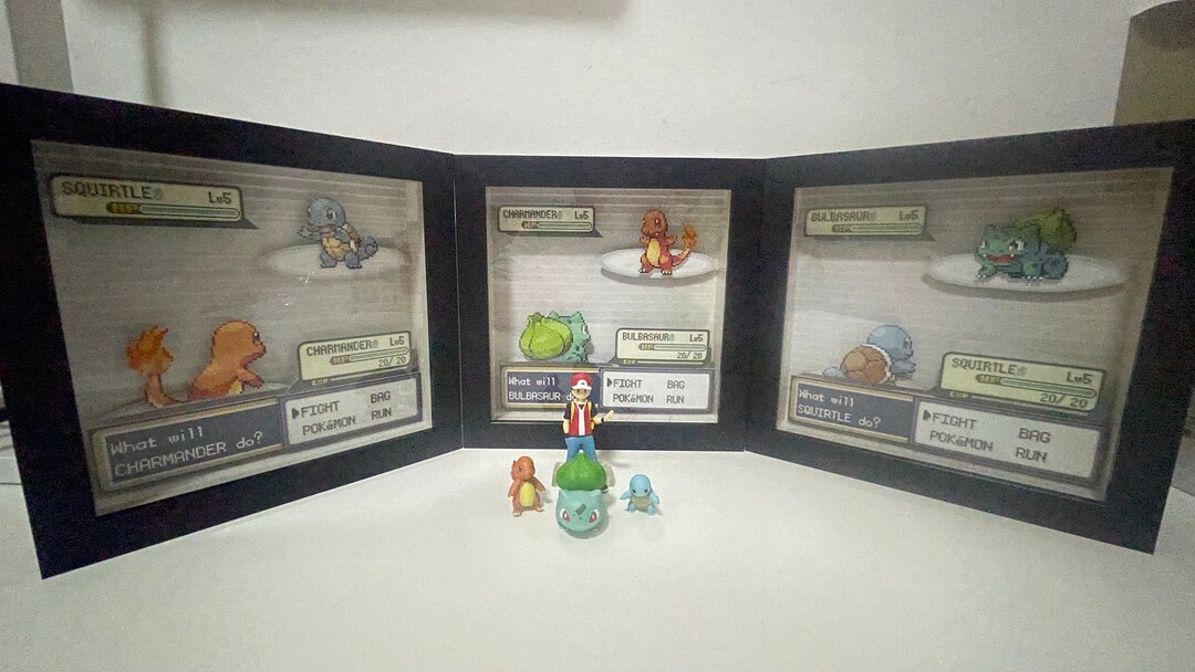 Pokemon Shadowbox Framed Diorama Framed Red Blue Firered - Etsy