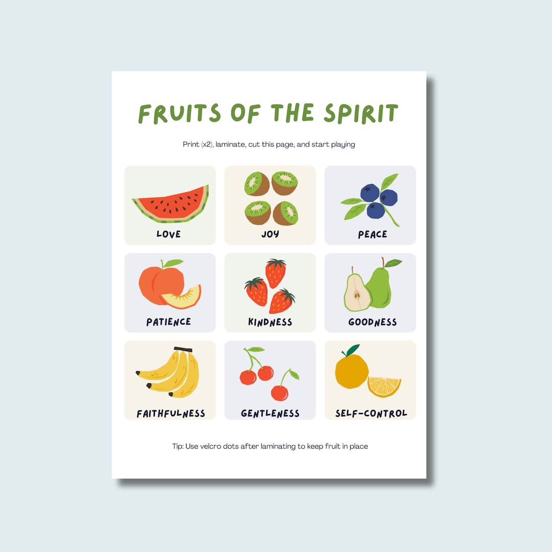 Fruits of the Spirit Matching Game | Preschool | Kindergarten ...