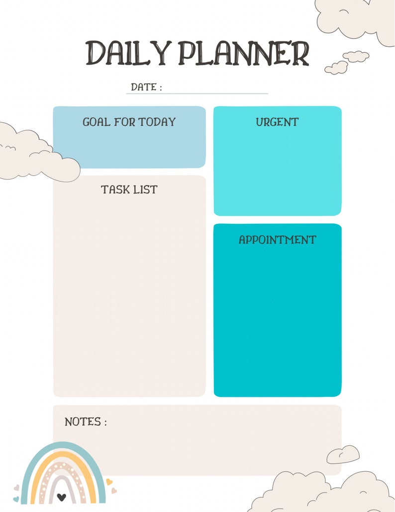 Rainbow Daily Planner Printable - Etsy