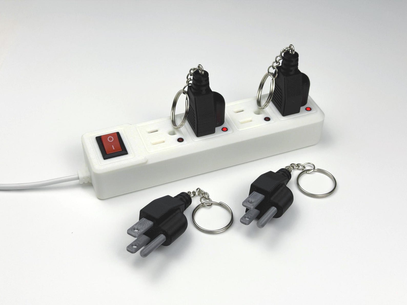 Power Strip Key Holder With 4 Plug Keychains - Etsy