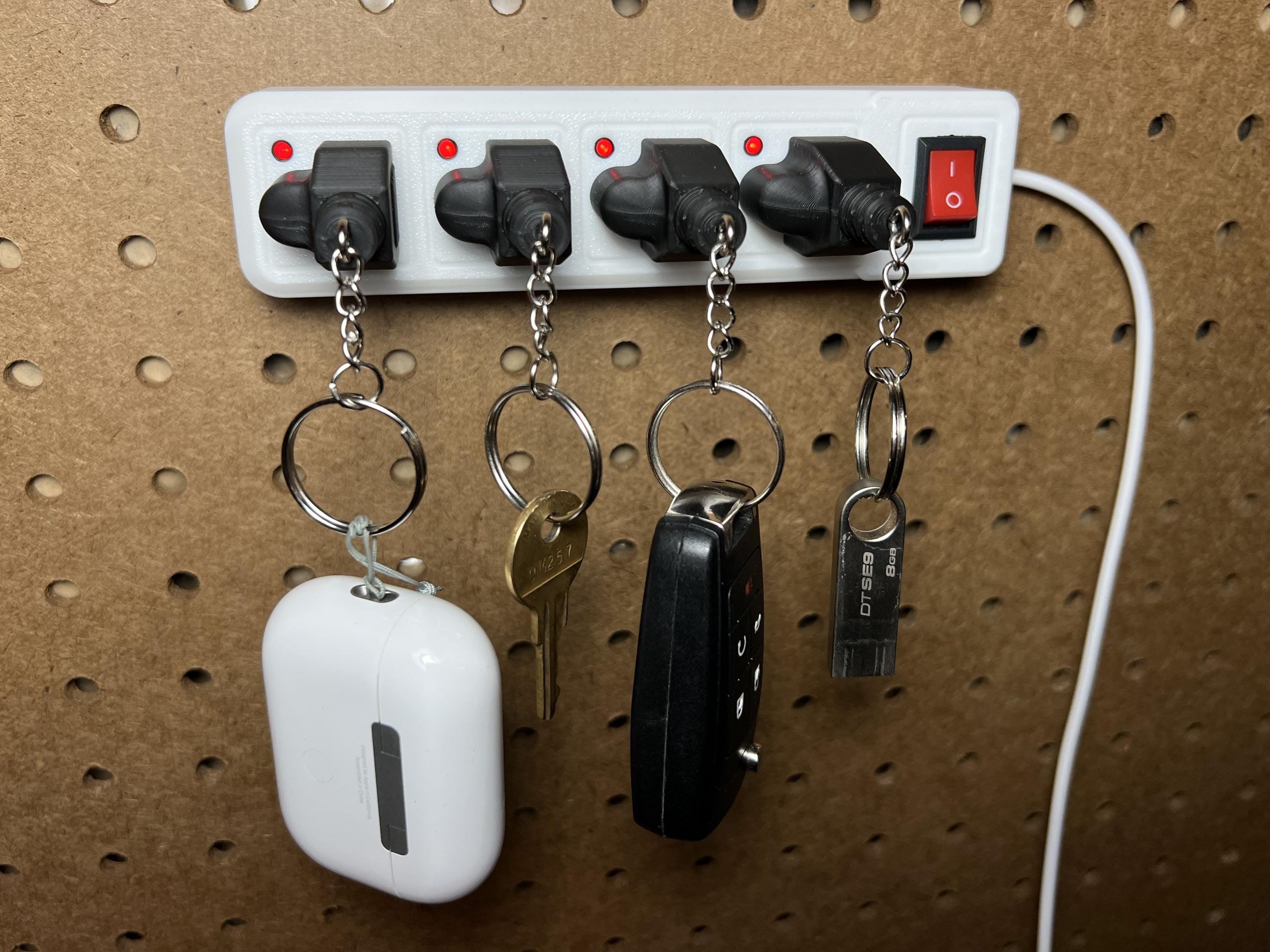 Power Strip Key Holder With 4 Plug Keychains - Etsy