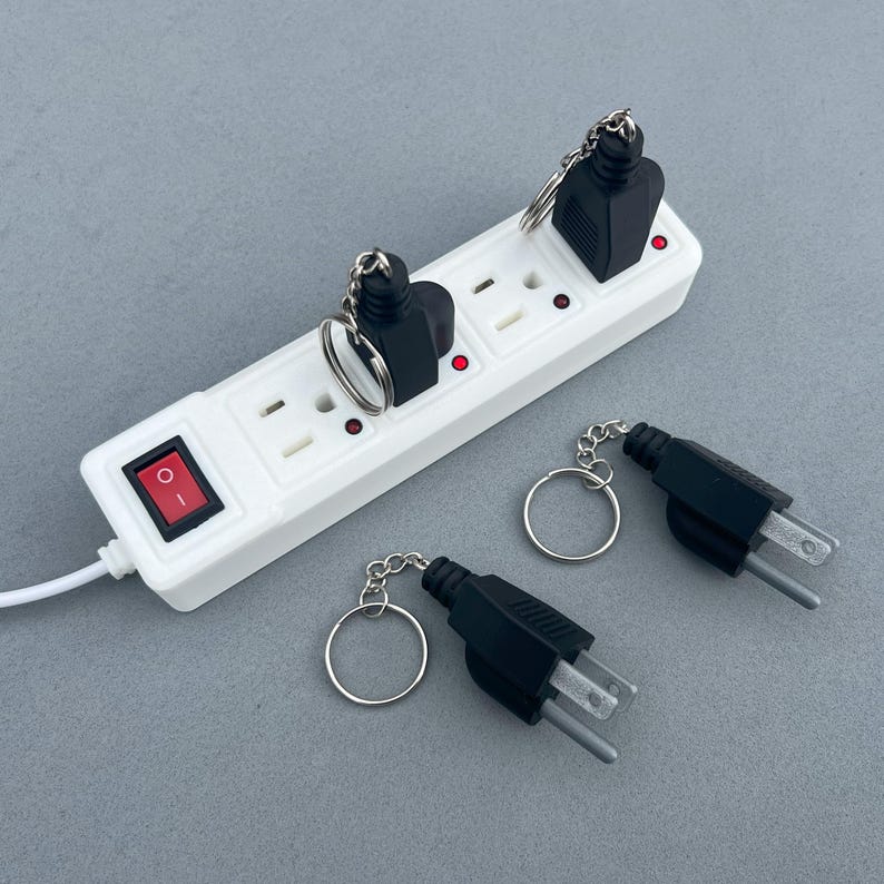 Power Strip Key Holder With 4 Plug Keychains - Etsy