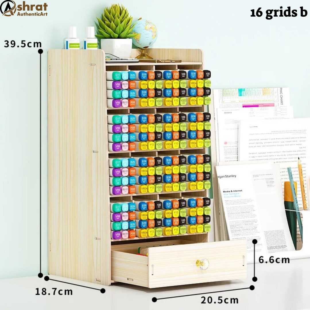 Large Capacity Marker Pen Storage Box Sturdy Desk Organizer for ...