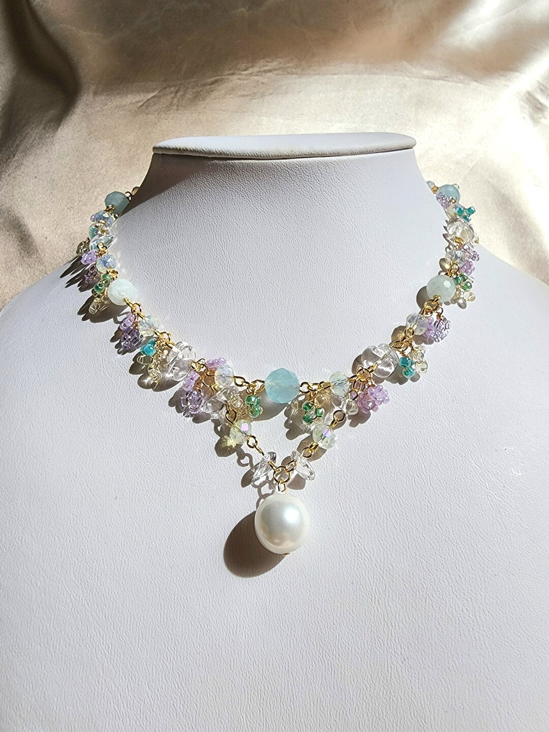 Mermaid Princess Necklace, Handmade Necklace, Ocean Jewelry, Pearl ...