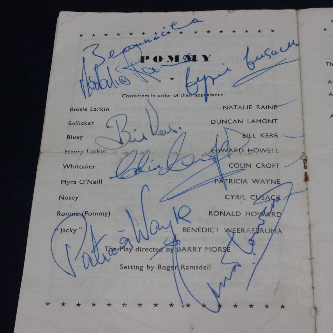 People’s Palace Theatre “pommy” Programme C.1950 — Signed by Seven Cast ...