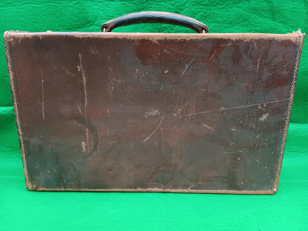 1920s-40s Small Travel Case Briefcase Leather Suitcase; Theater or Film ...