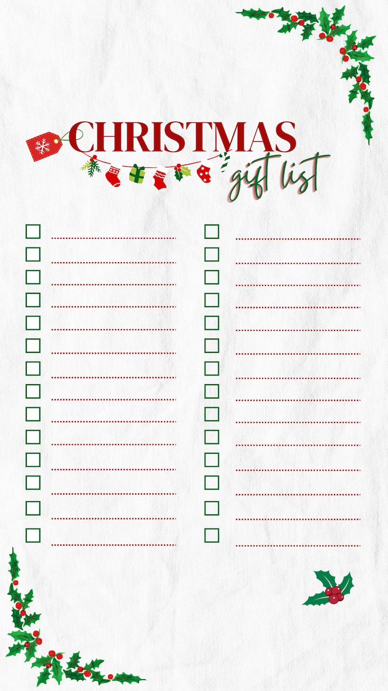 Christmas Check List Printable - Etsy
