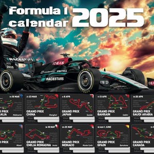 2025 ENGLISH Formula 1 Calendar 5070 Poster UNIVERSAL Green - Etsy