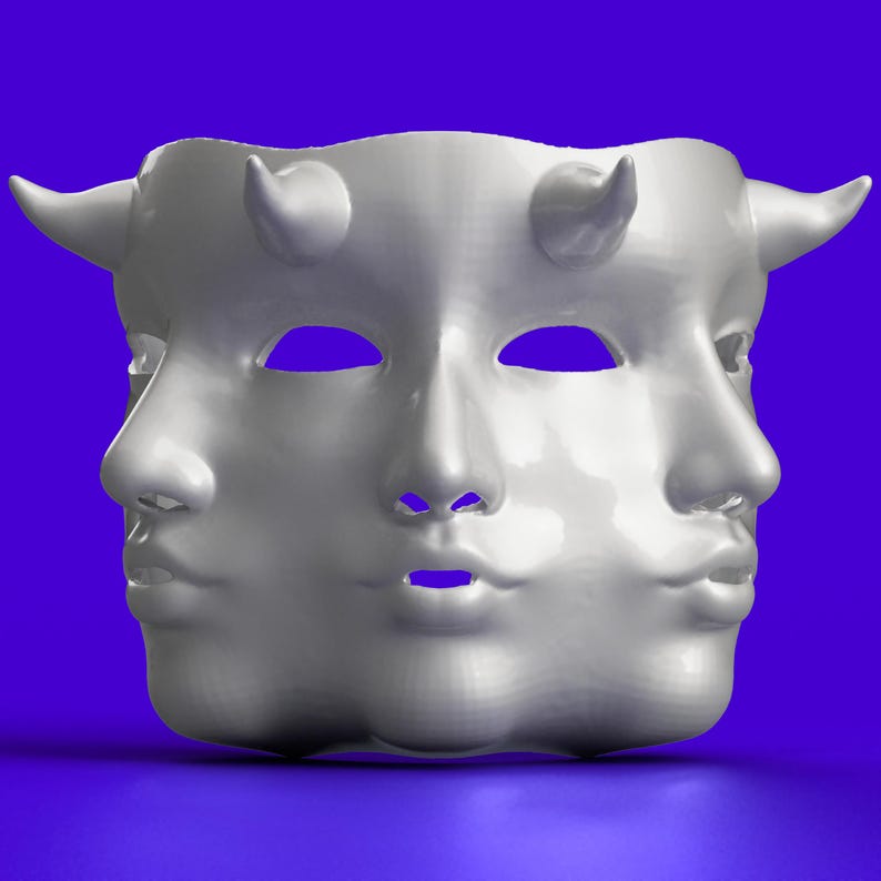 Female Horned 3 Faced Mask (STL) - Etsy