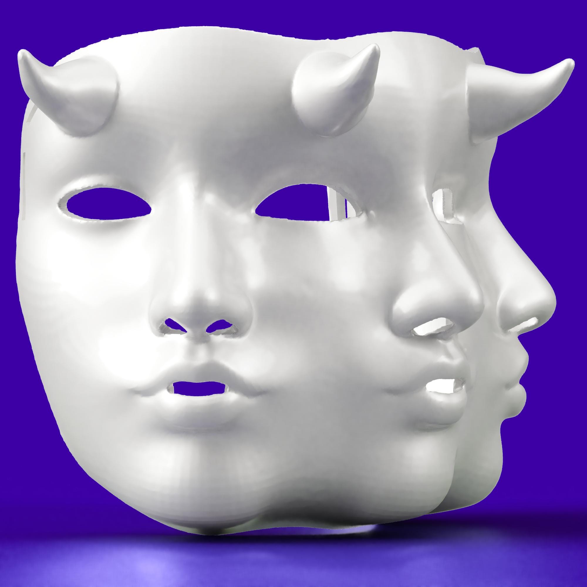 Female Horned 3 Faced Mask (STL) - Etsy