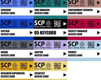 Scp Secret Laboratory Keycards - Etsy UK