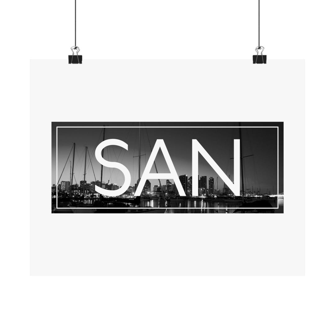 SAN San Diego Airport Code Poster With Modern Font and Photo Sleek ...