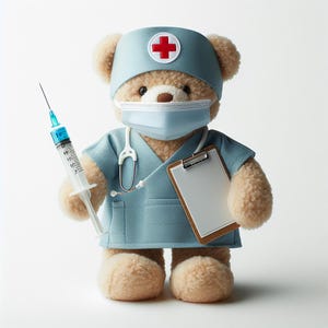 Cute Nurse Teddy Bear Digital Art, Doctor Bear Printable, Medical Theme ...