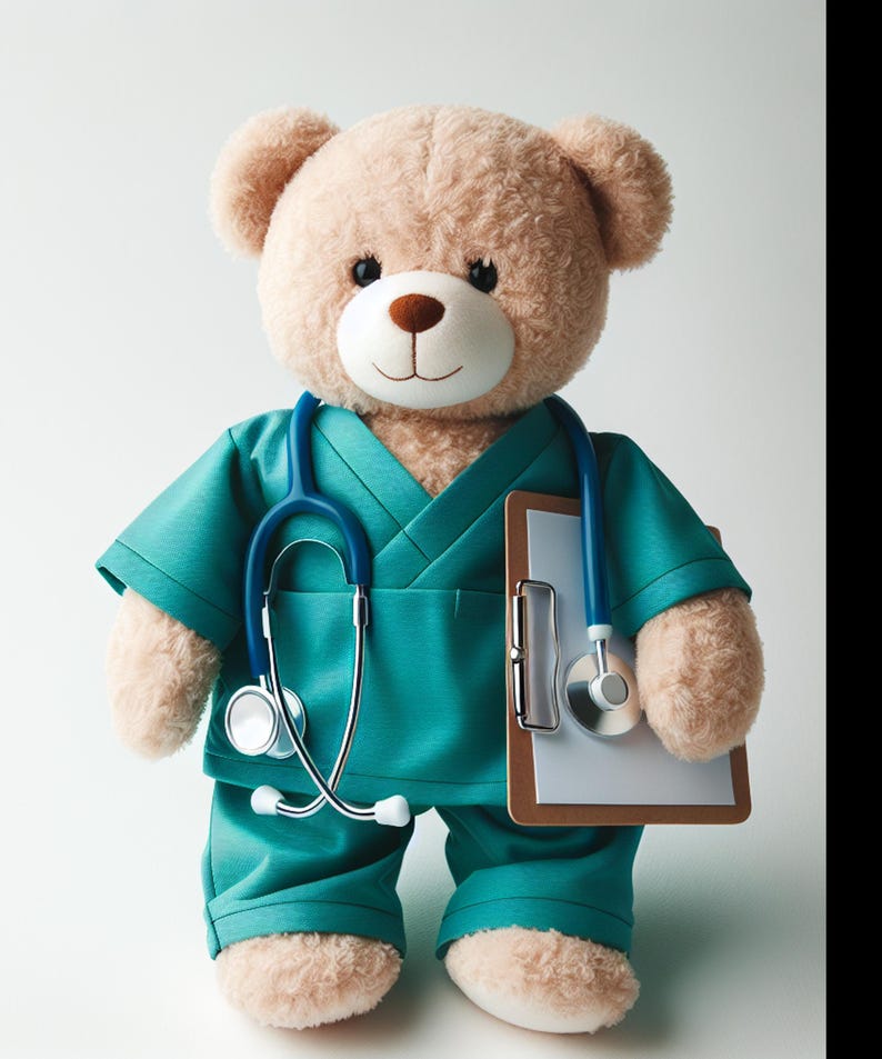 Doctor Teddy Bear Digital, Cute Medical Art PNG, JPEG, PDF Files, Bear ...