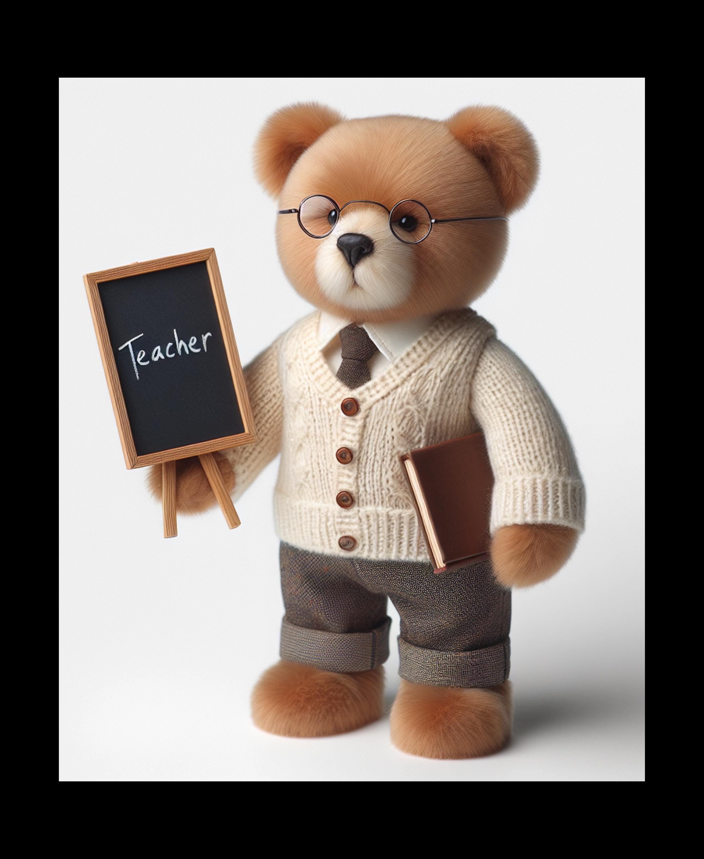 Teacher Bear Art Print, Back to School Decor (PNG, JPEC, PDF) - Etsy