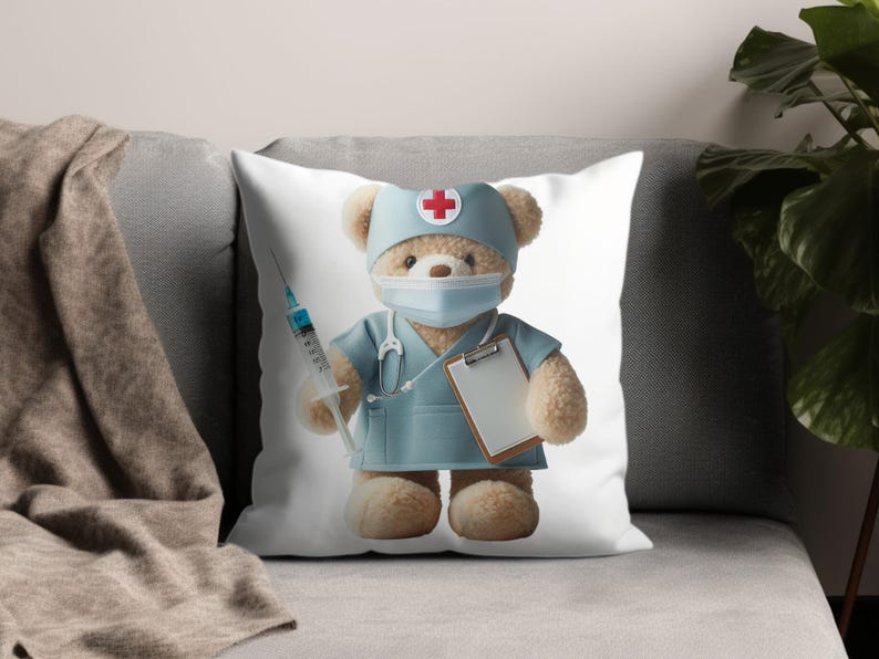 Cute Nurse Teddy Bear Digital Art, Doctor Bear Printable, Medical Theme ...