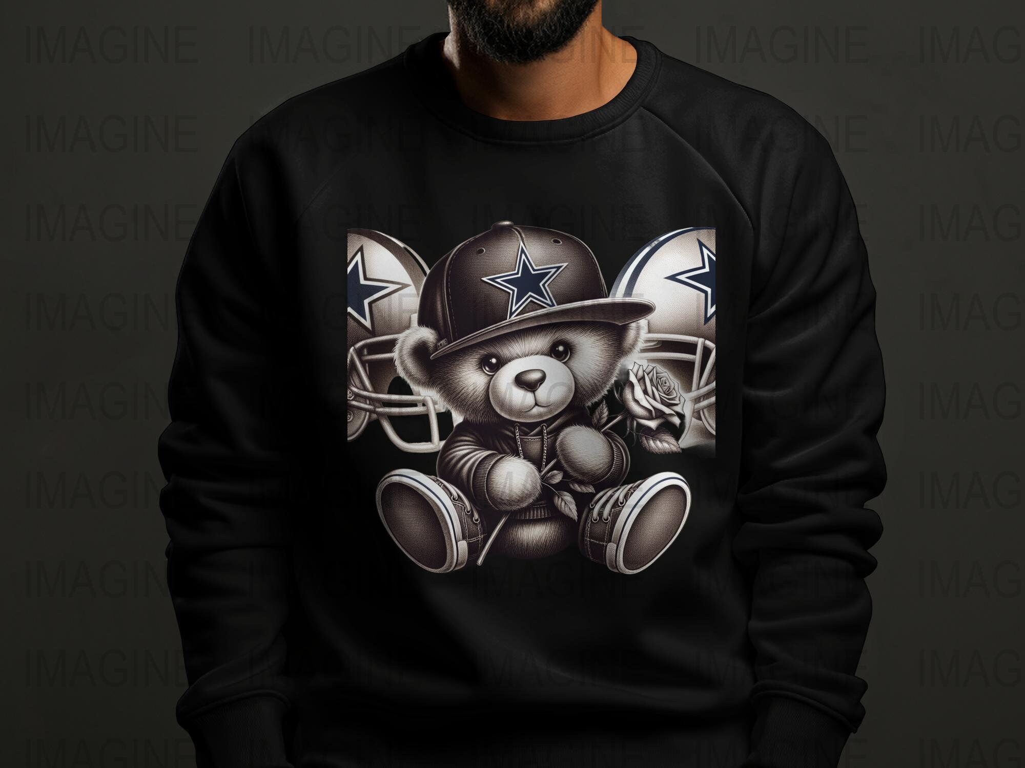 Cute Teddy Bear Digital Art, Sports Fan Bear With Rose, Nursery Decor ...