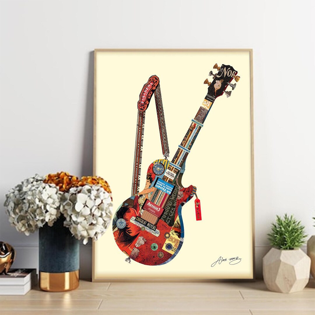 EAD Co-op Artist Signed Collage Electric Guitar by Alex Zeng Poster - Etsy