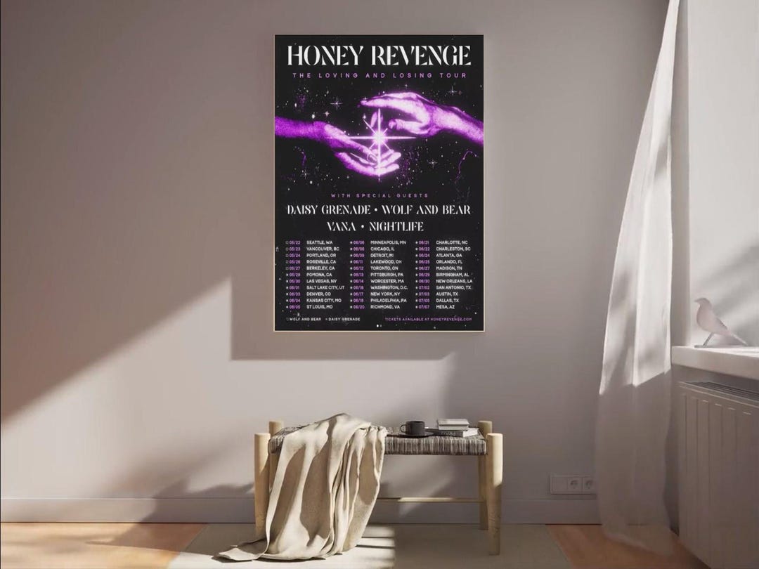 The Loving and Losing Tour 2025 Poster by Honey Revenge Concert Wall ...