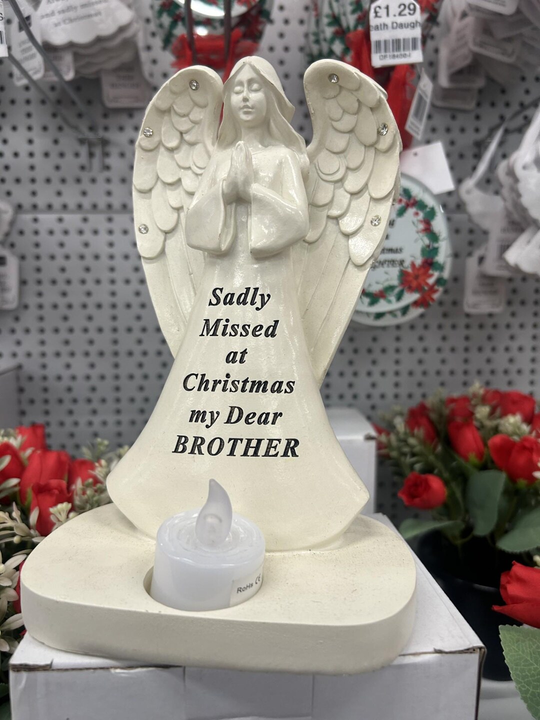 Christmas Memorial Graveside Angel Brother With Led Candle Tribute 8 ...