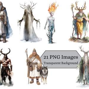 Wild Viking Watercolor Clipart Bundle, 21 PNG Images Digital Printable ...