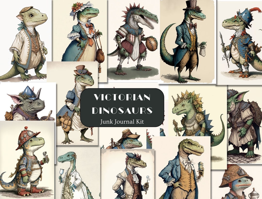 Victorian Dinosaurs Junk Journal Kit, 13 Vintage Dinosaur Printable ...
