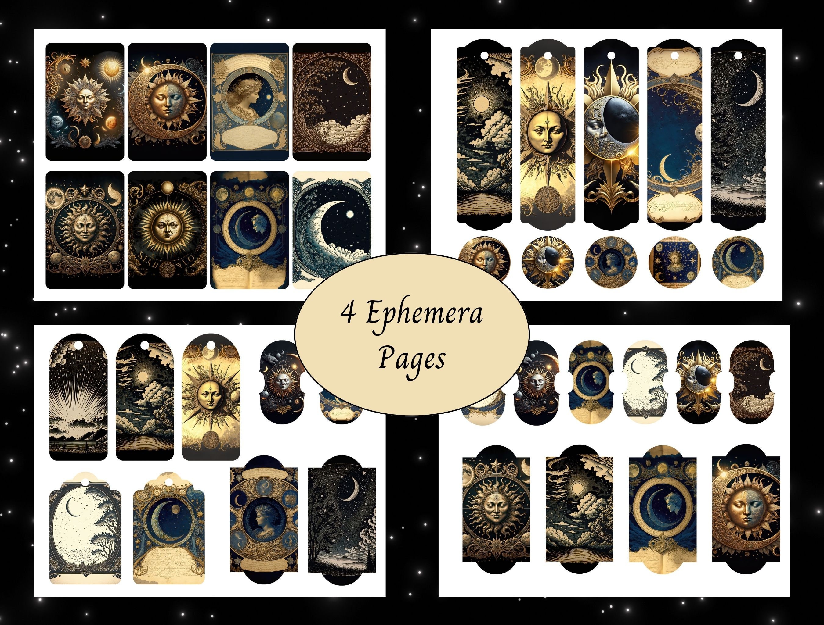 Celestial II Junk Journal Kit 11 Celestial Sun Moon & Stars - Etsy