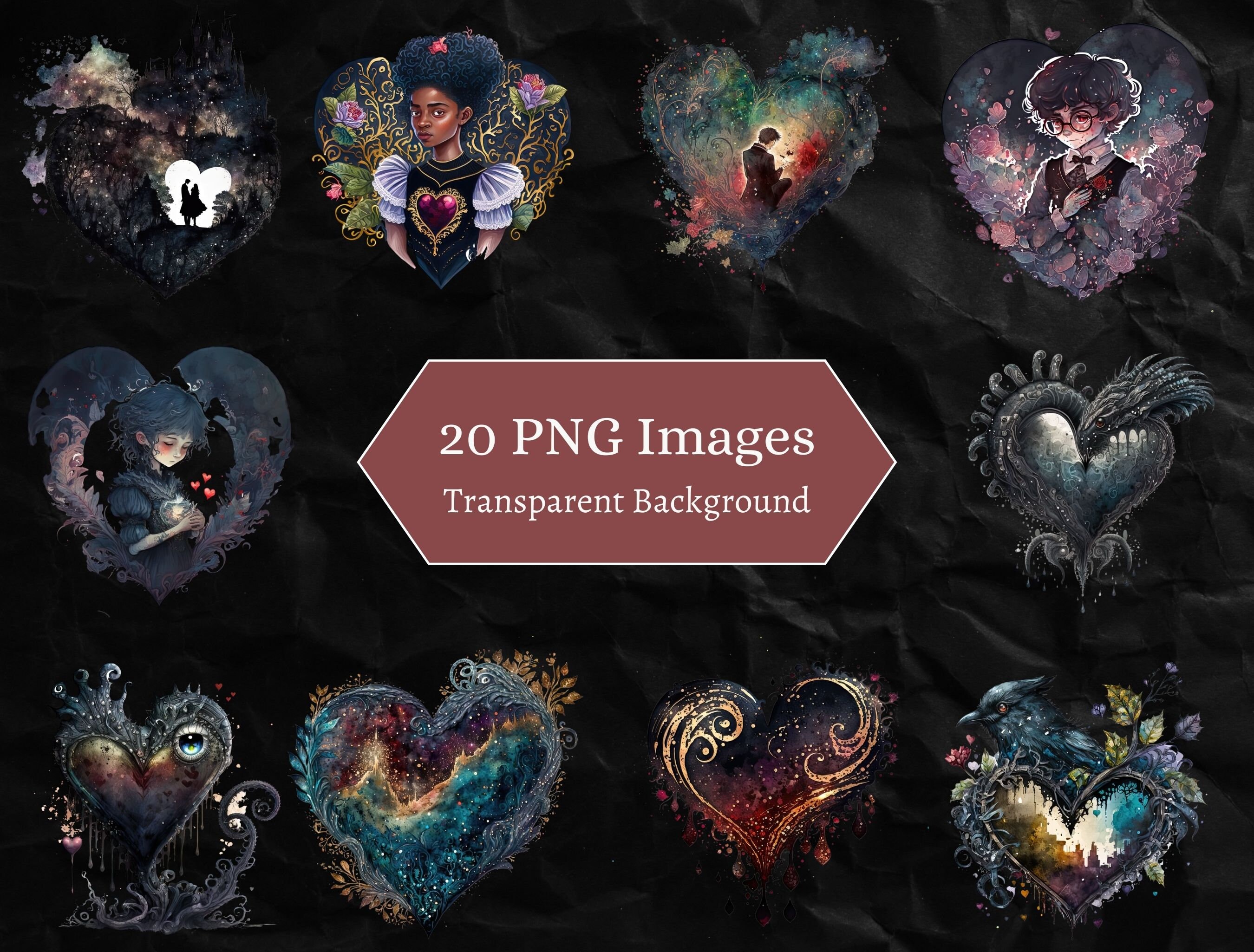 Watercolor Heart Clipart Bundle 20 PNG Images Valentines Day - Etsy