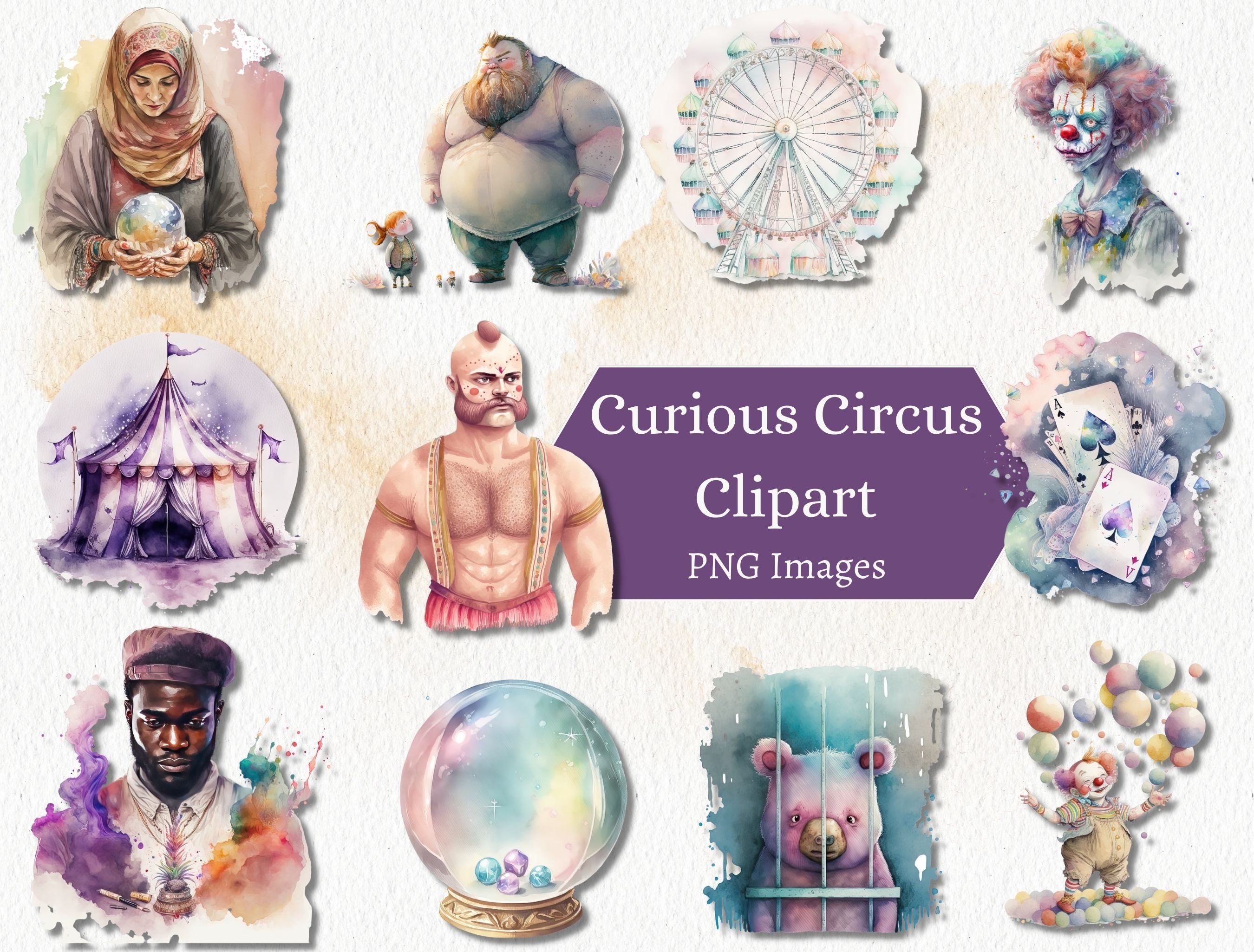 Curious Circus Watercolor Clipart Bundle 22 PNG Circus Tent - Etsy