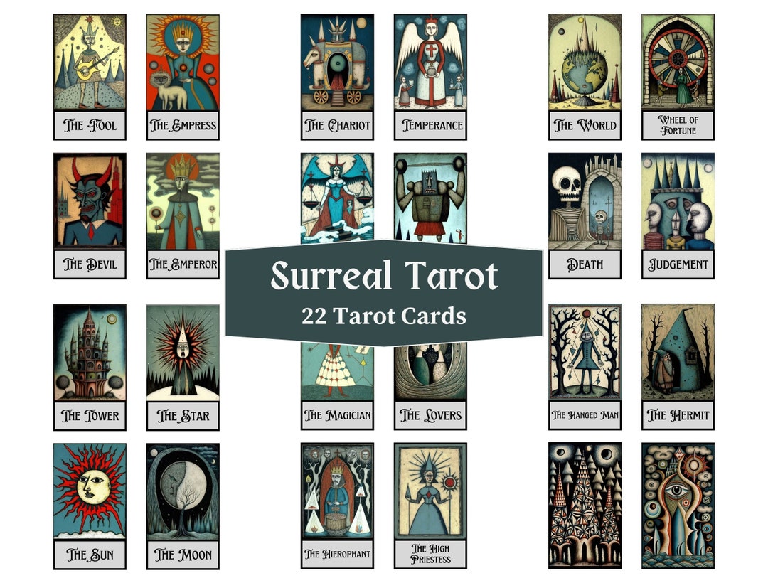 Surreal Tarot Cards, 22 Major Arcana Cards & 2 Card-back Designs ...