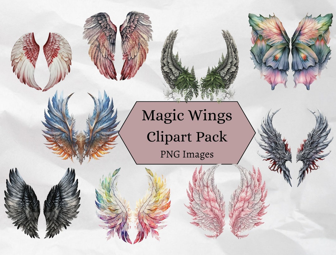 Magic Wings Clipart Bundle, 23 PNG Images Wings Angel & Demon Fairy ...