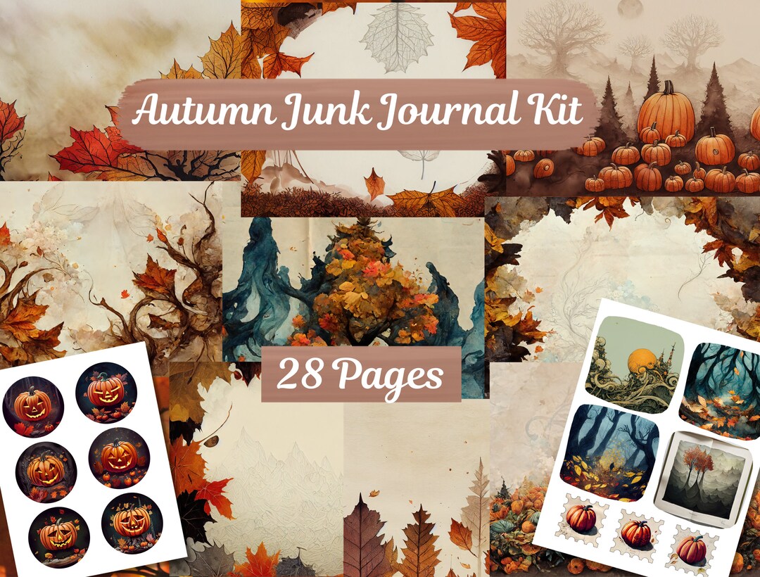 Fall Autumn Junk Journal Printable Kit, 28 Junk Journal Pages, Autumn ...