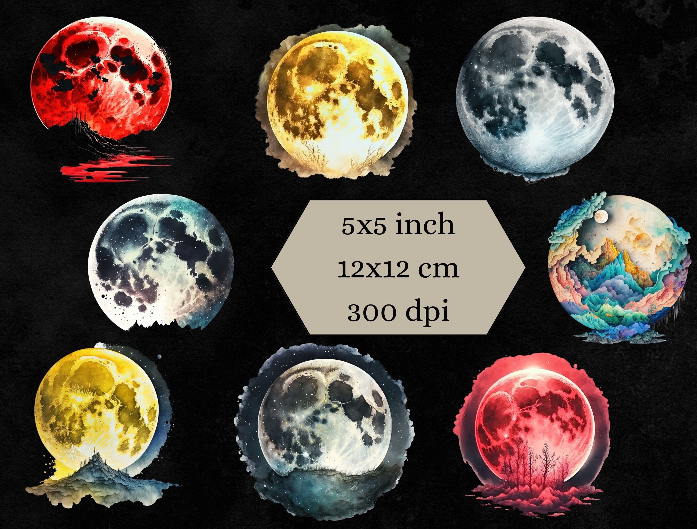 Pale Moon Celestial Clipart Bundle 17 PNG Images Celestial - Etsy