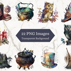 Magic Items Watercolor Clipart Bundle - 22 Digital PNG Magic Witch ...