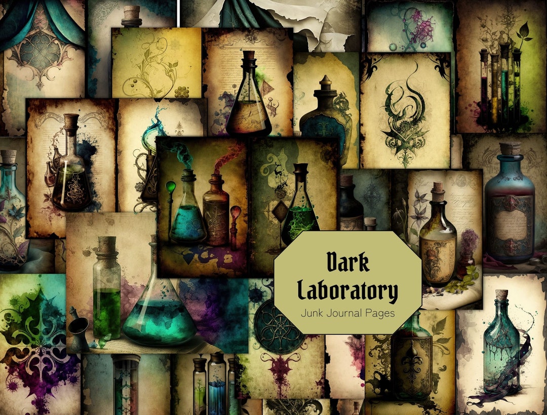 Dark Laboratory - Apothecary & Chemistry Junk Journal Kit, 18 Pages ...