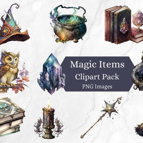 Magic Items Watercolor Clipart Bundle 22 Digital PNG Magic - Etsy