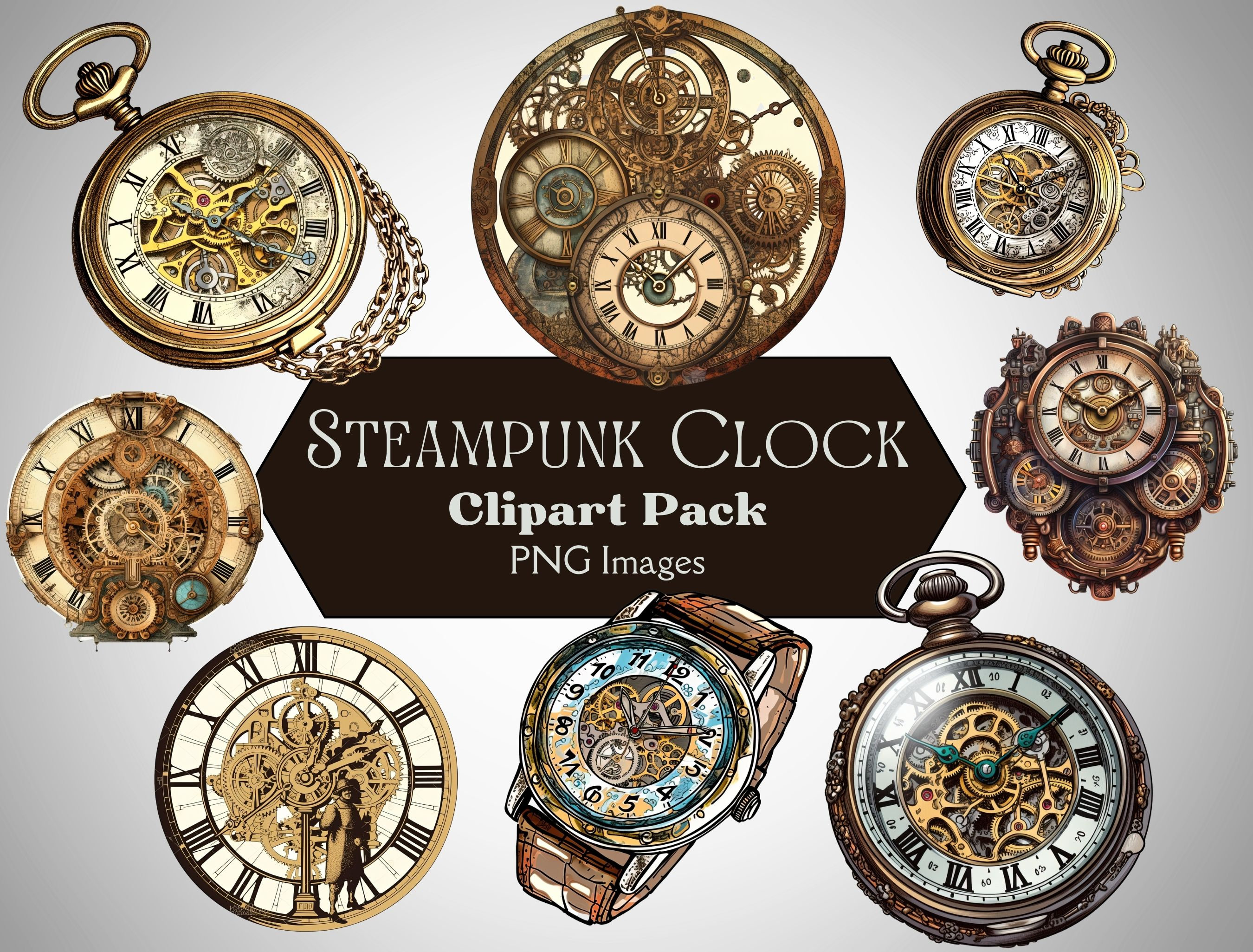 Steampunk Clock Clipart