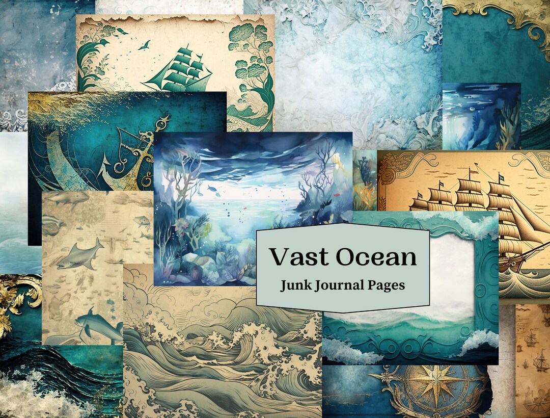 Vast Ocean Stationary & Junk Journal Pages, 24 Printable Ocean Maritime ...