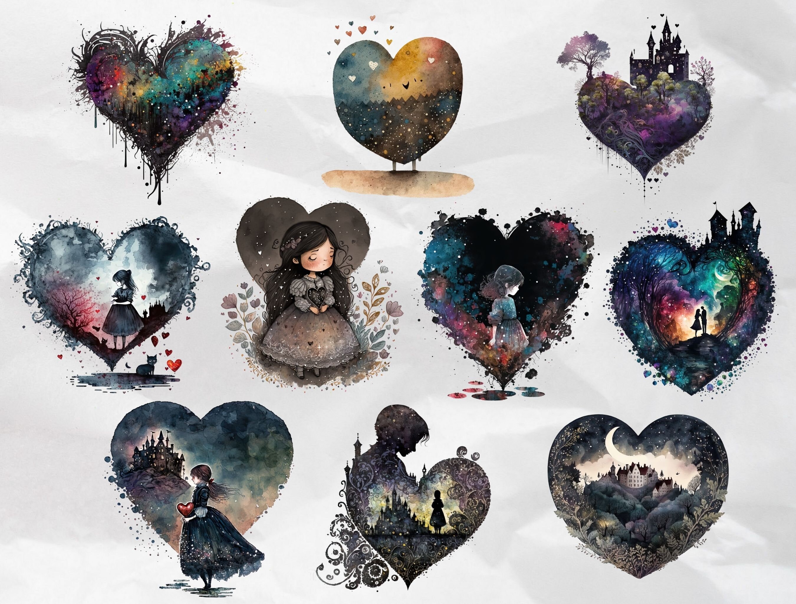 Watercolor Heart Clipart Bundle 20 PNG Images Valentines Day - Etsy