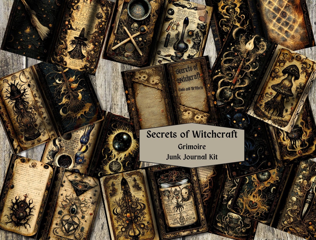 Secrets of Witchcraft - Grimoire Witch Junk Journal Kit, 12 Printable ...
